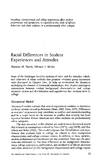 (PDF) Racial differences in student experiences and attitudes | Shanette Harris - Academia.edu