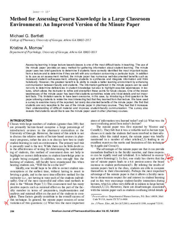 (PDF) Method for assessing course knowledge in a large classroom ...