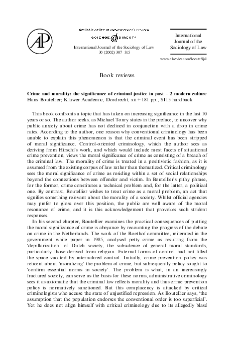 (PDF) Crime and morality: the significance of criminal justice in post ...
