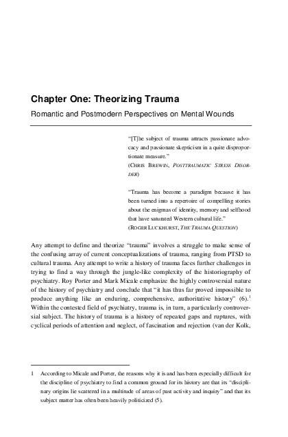 (PDF) Chapter One: Theorizing Trauma