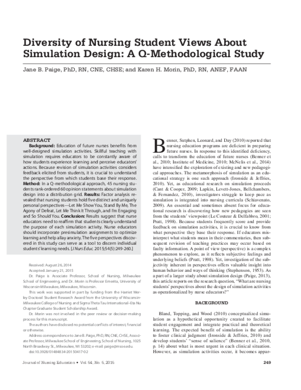 (PDF) Diversity of nursing student views about simulation design: a q ...