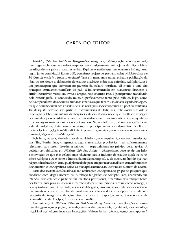 (PDF) Carta do editor