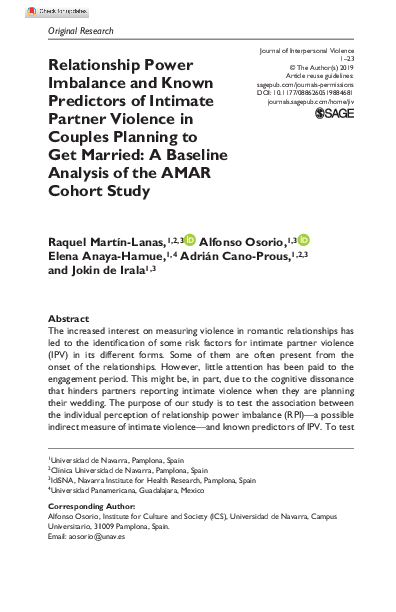 (PDF) Relationship Power Imbalance and Known Predictors of Intimate ...