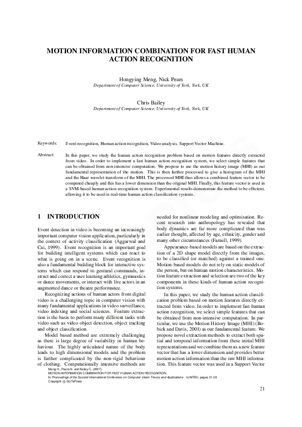 (PDF) Combination for Fast Human Action Recognition