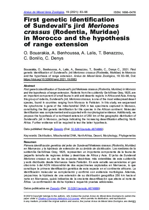 (PDF) First genetic identification of Sundevall’s jird Meriones crassus ...