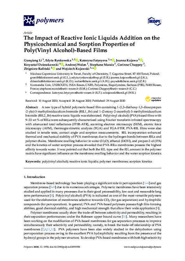 (PDF) The Impact of Reactive Ionic Liquids Addition on the ...