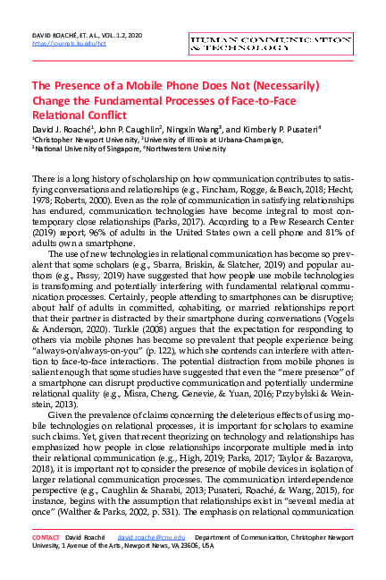 (PDF) The Presence of a Mobile Phone Does Not (Necessarily) Change the Fundamental Processes of ...