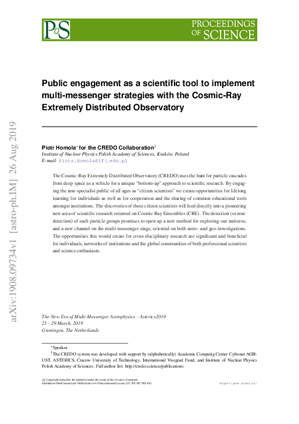 (PDF) Public engagement as a scientific tool to implement multi-messenger strategies with the ...