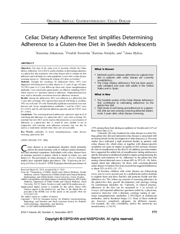 (PDF) Celiac Dietary Adherence Test simplifies Determining Adherence to ...