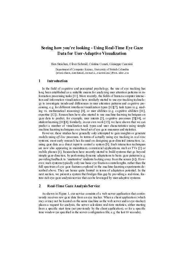 (PDF) Seeing how you're Looking-Using Real-Time Eye Gaze Data for User ...