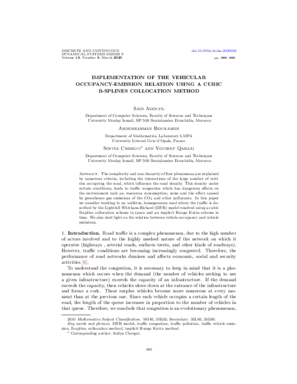Pdf Implementation Of The Vehicular Occupancy Emission Relation Using