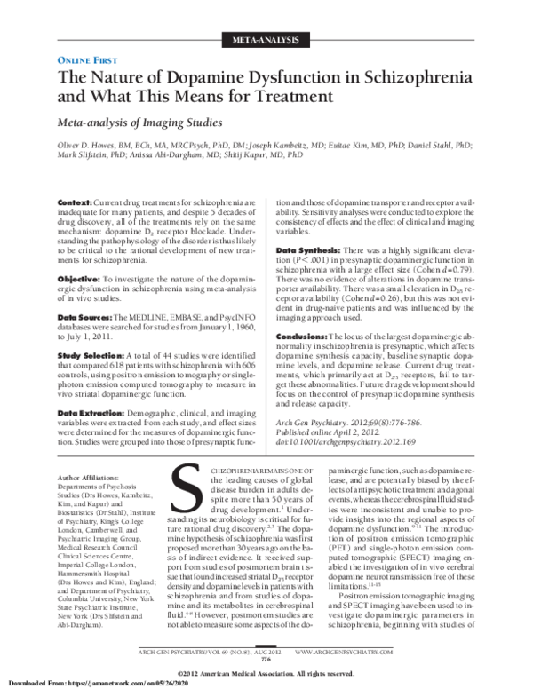 (PDF) The Nature of Dopamine Dysfunction in Schizophrenia and What This ...