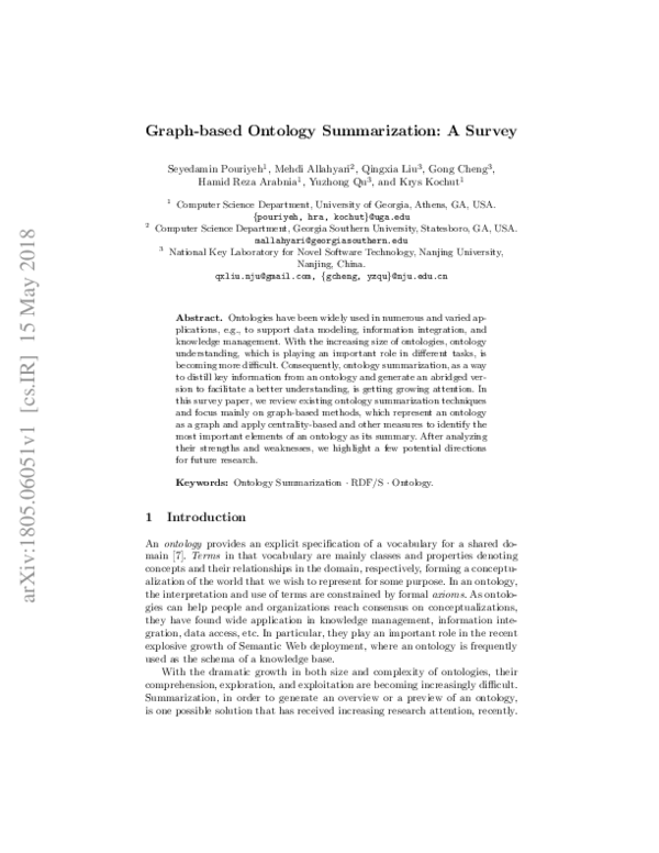 (PDF) Graph-based Ontology Summarization: A Survey