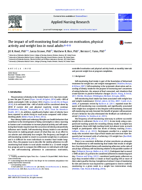 (PDF) The impact of self-monitoring food intake on motivation, physical ...