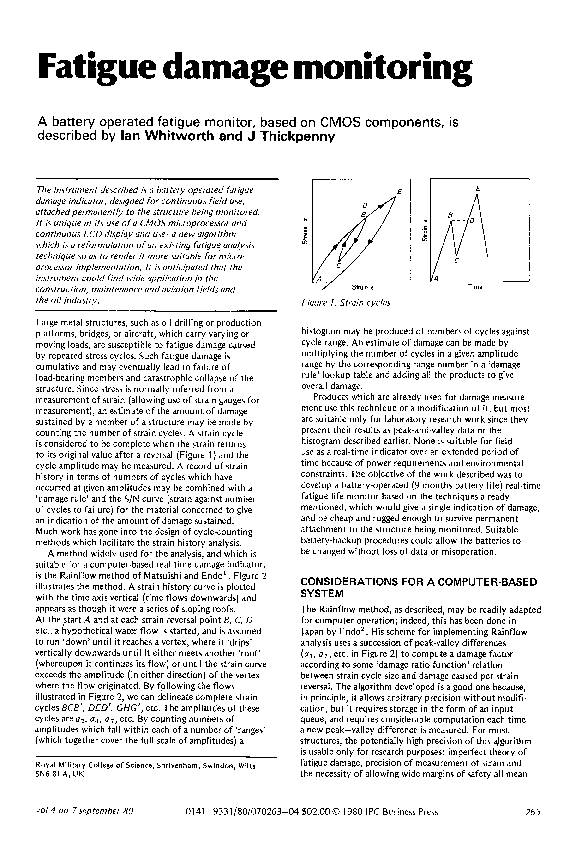 (PDF) Fatigue damage monitoring
