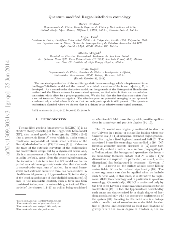 (PDF) Quantum modified Regge–Teitelboim cosmology
