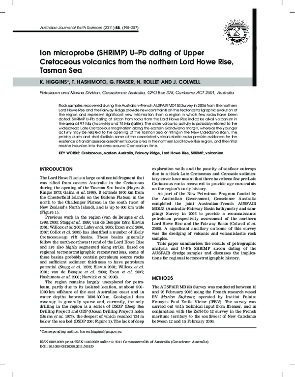 (PDF) Ion microprobe (SHRIMP) U–Pb dating of Upper Cretaceous volcanics ...