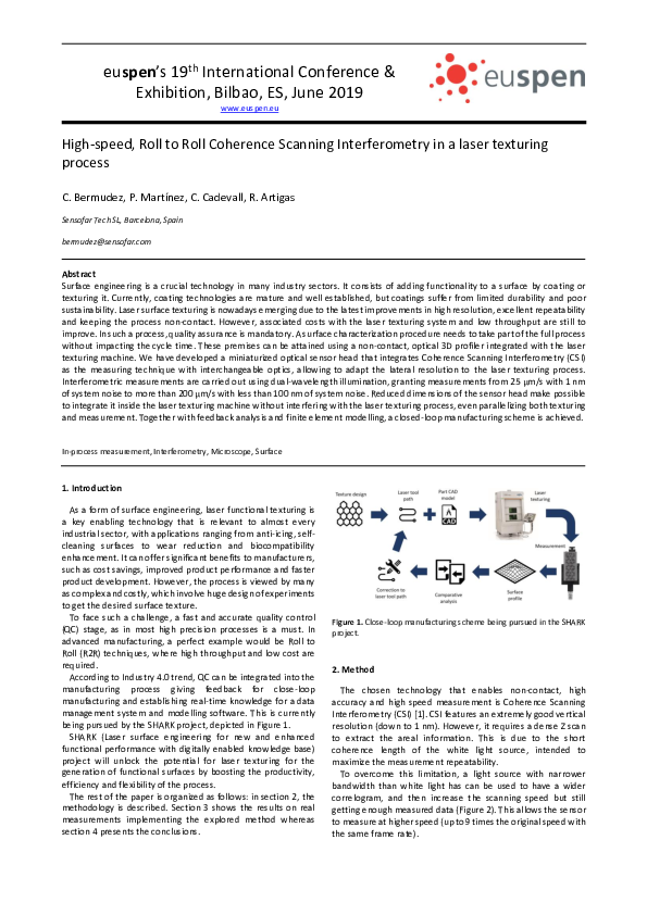 (PDF) High-speed, Roll to Roll Coherence Scanning Interferometry in a ...
