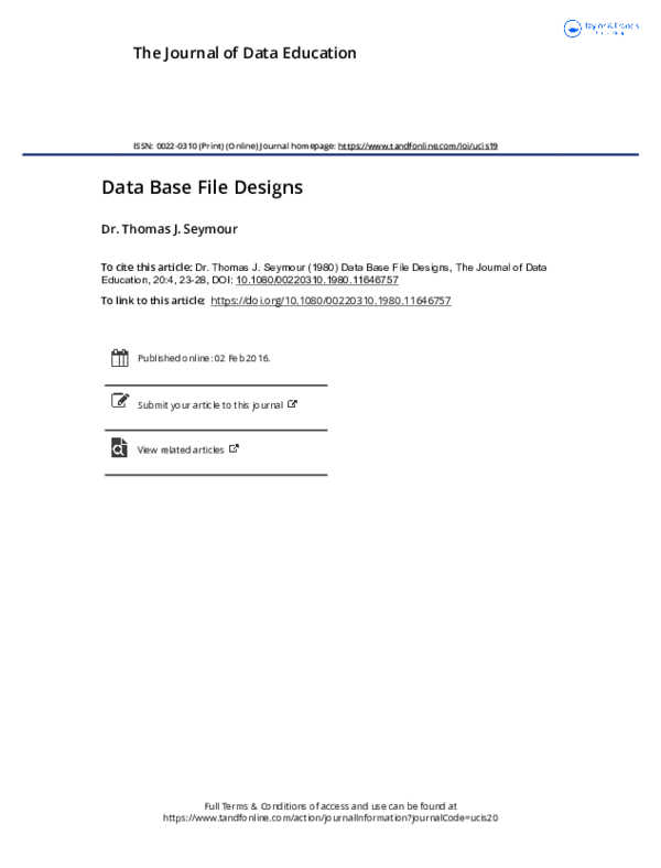 (PDF) Data Base File Designs