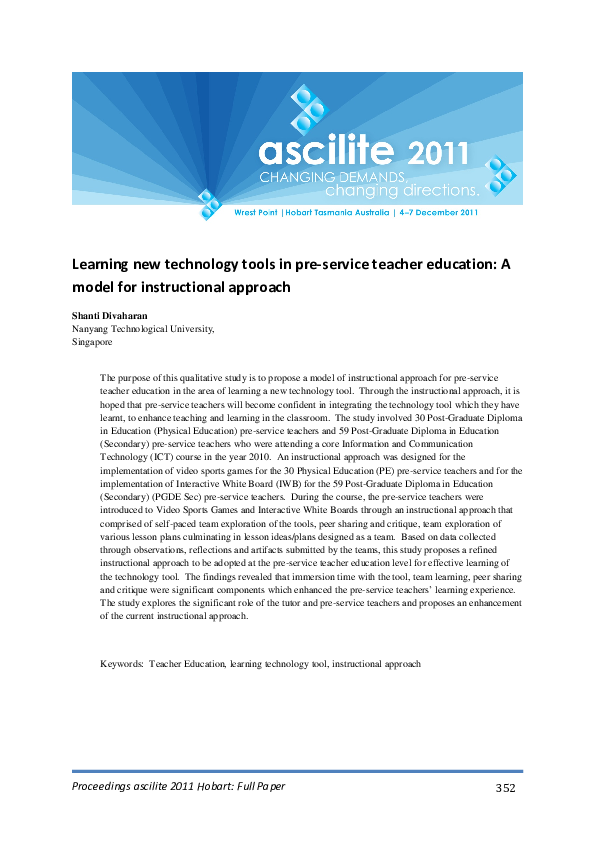 (PDF) Learning new technology tools in pre-service teacher education: A ...