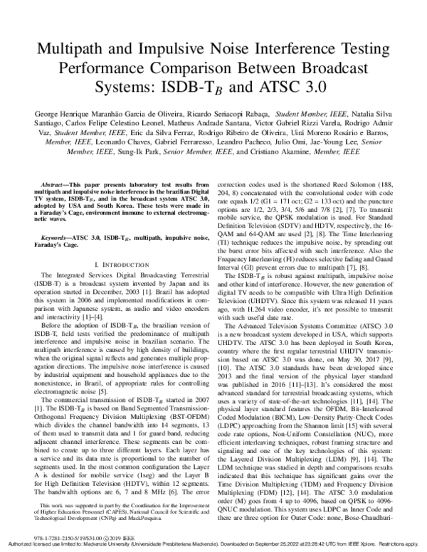 (PDF) Multipath and Impulsive Noise Interference Testing Performance ...