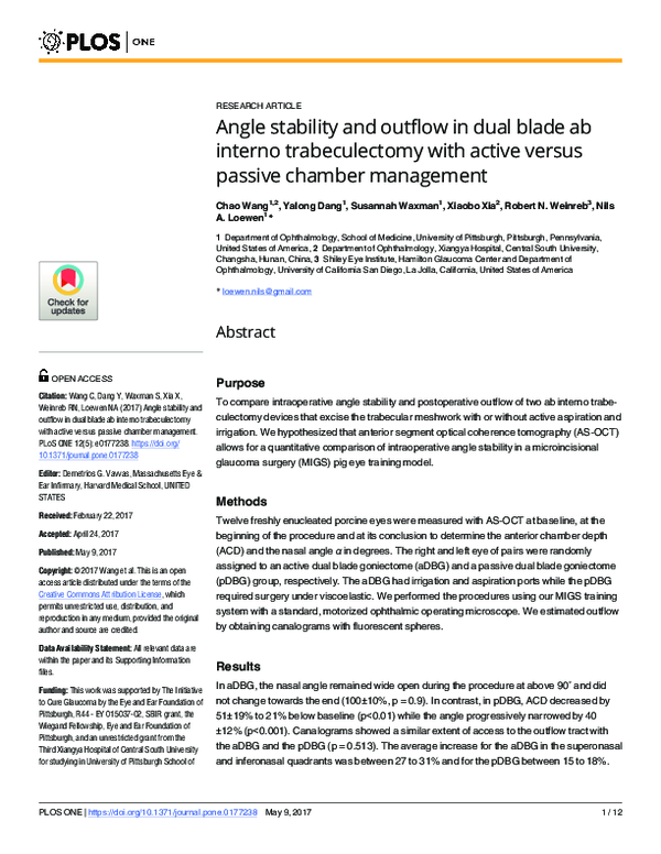 (PDF) Angle stability and outflow in dual blade ab interno ...