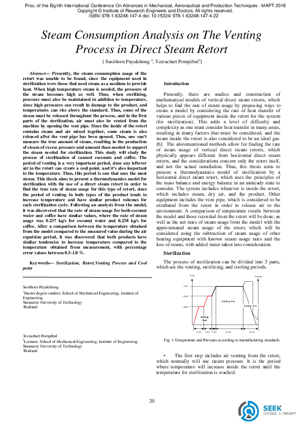 (PDF) Steam Consumption Analysis on The Venting Process in Direct Steam Retort | Teerachart ...