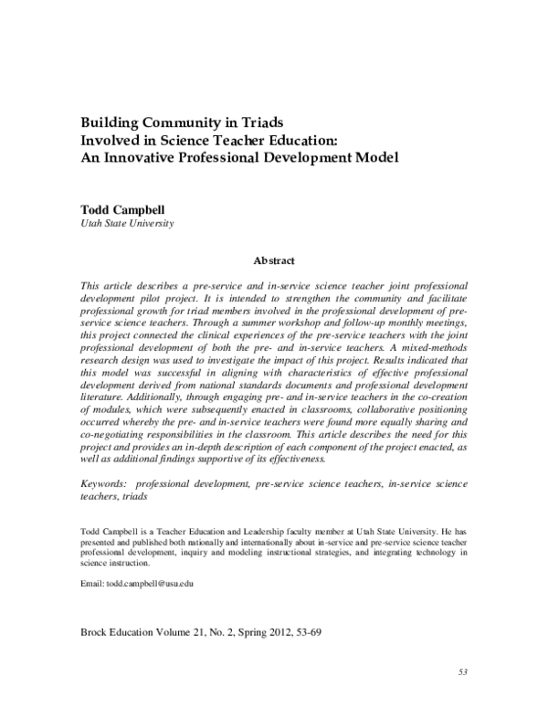 (PDF) Building Community in Triads Involved in Science Teacher ...