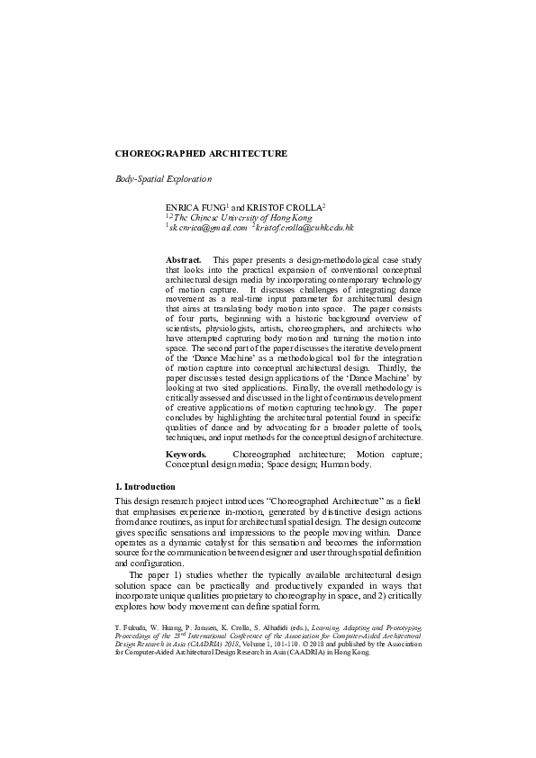 (PDF) Choreographed Architecture - Body-Spatial Exploration