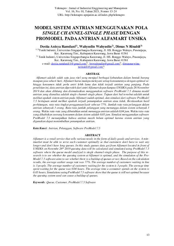 (PDF) Model Sistem Antrian Menggunakan Pola Single Channel-Single Phase ...