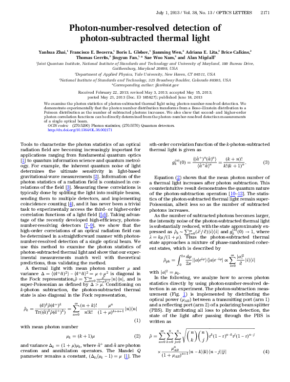 (PDF) Photon-number-resolved detection of photon-subtracted thermal light