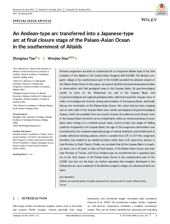 (PDF) An Andean‐type arc transferred into a Japanese‐type arc at final ...