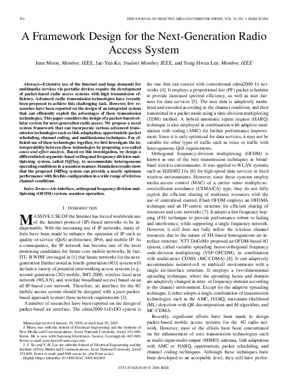 (PDF) A framework design for the next-generation radio access system