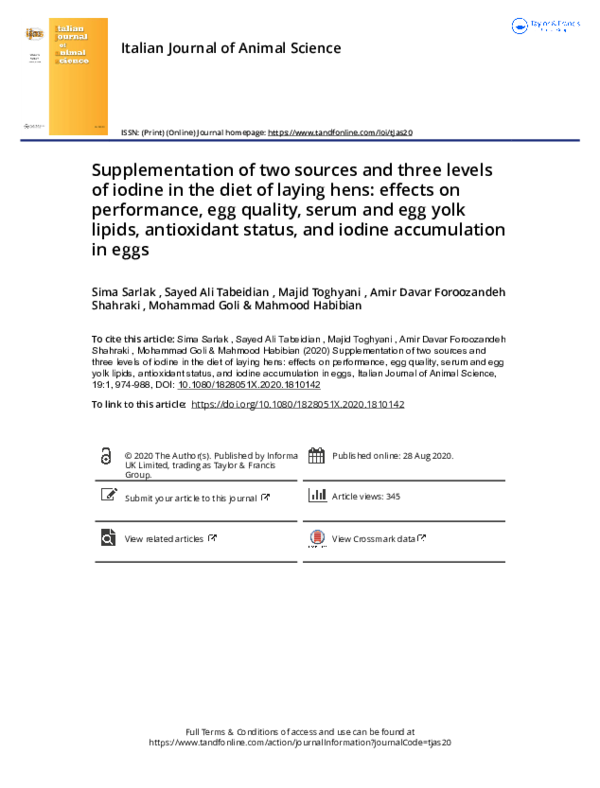 (PDF) Supplementation of two sources and three levels of iodine in the diet of laying hens ...