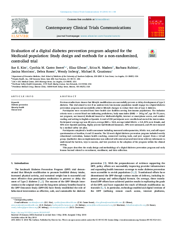 (PDF) Evaluation of a digital diabetes prevention program adapted for ...