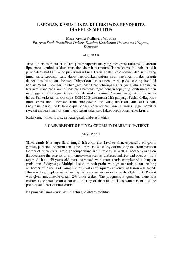 (PDF) Laporan Kasus Tinea Kruris Pada Penderita Diabetes Melitus