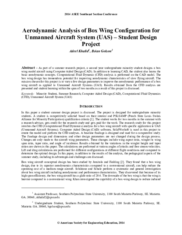 (PDF) Aerodynamic Analysis of Box Wing Configuration for Unmanned ...