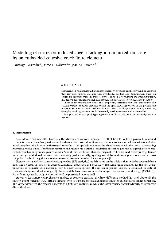 Pdf Modelling Of Corrosion Induced Cover Cracking In Reinforced Concrete By An Embedded