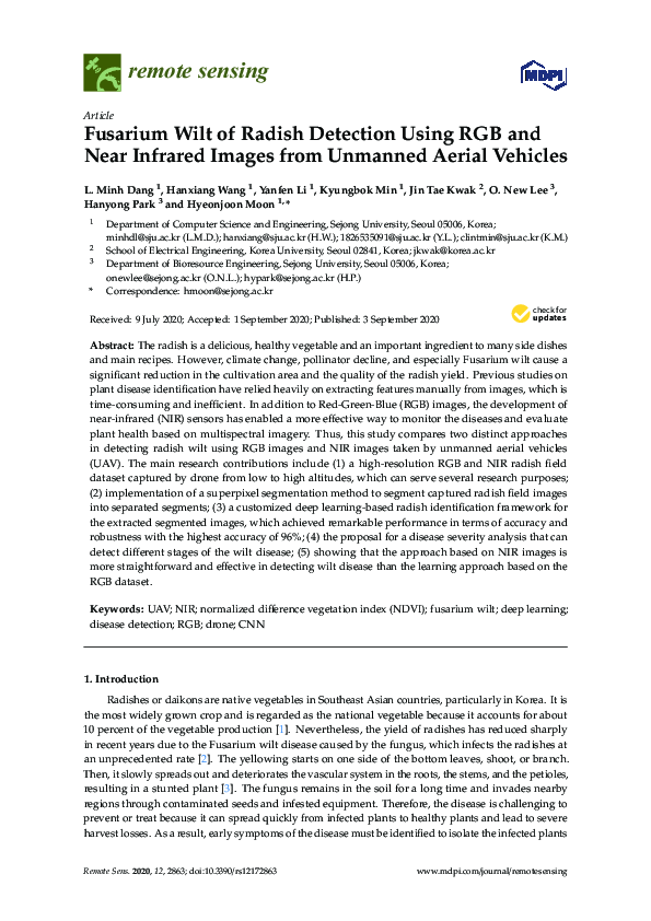 (PDF) Fusarium Wilt of Radish Detection Using RGB and Near Infrared ...
