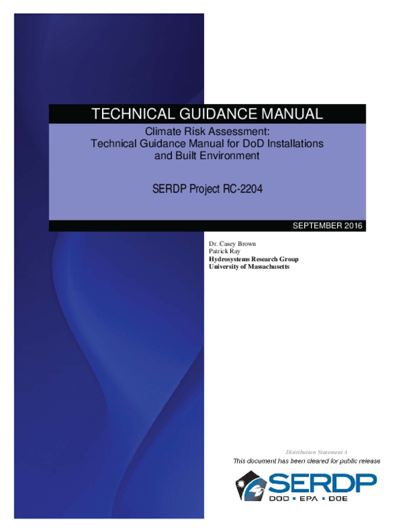 (PDF) Climate Risk Assessment: Technical Guidance Manual for DoD ...