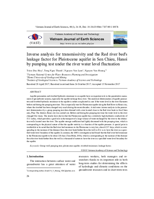(PDF) Inverse analysis for transmissivity and the Red river bed's ...