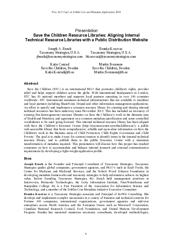 (PDF) Save the Children Resource Libraries: Aligning Internal Technical ...
