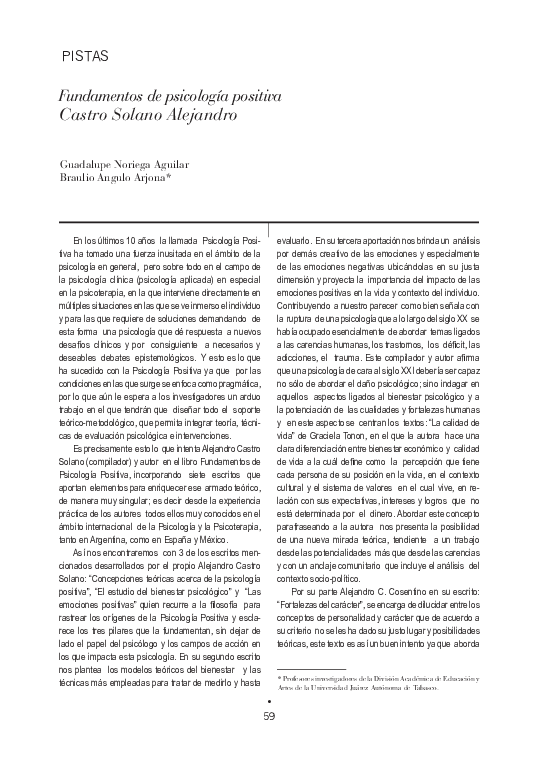 (PDF) Fundamentos de psicología positiva Castro Solano Alejandro