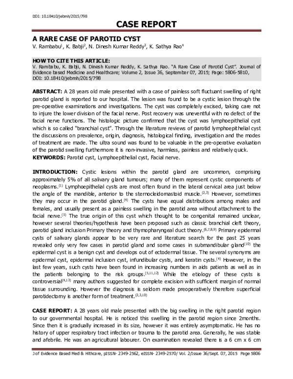 (PDF) A Rare Case of Parotid Cyst