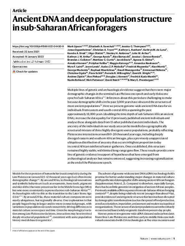 (PDF) Ancient DNA and deep population structure in sub-Saharan African ...