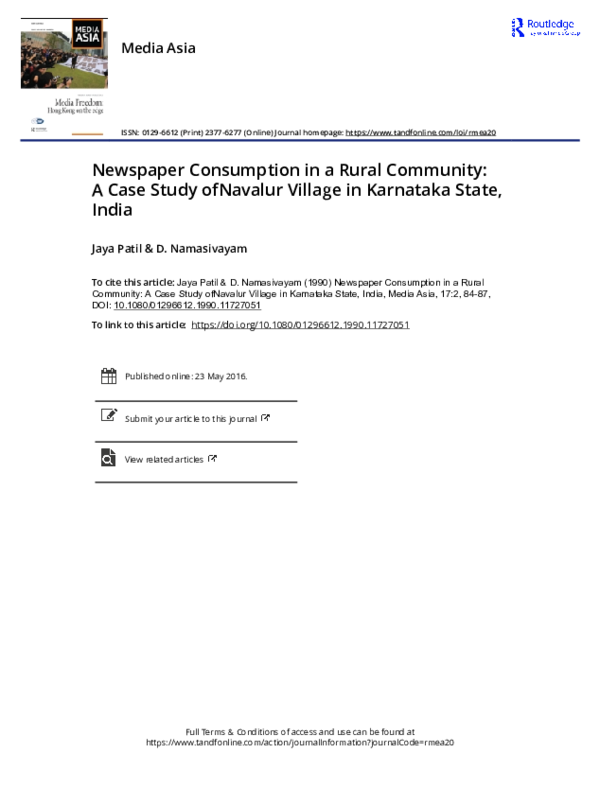 (PDF) Newspaper Consumption in a Rural Community: A Case Study ...