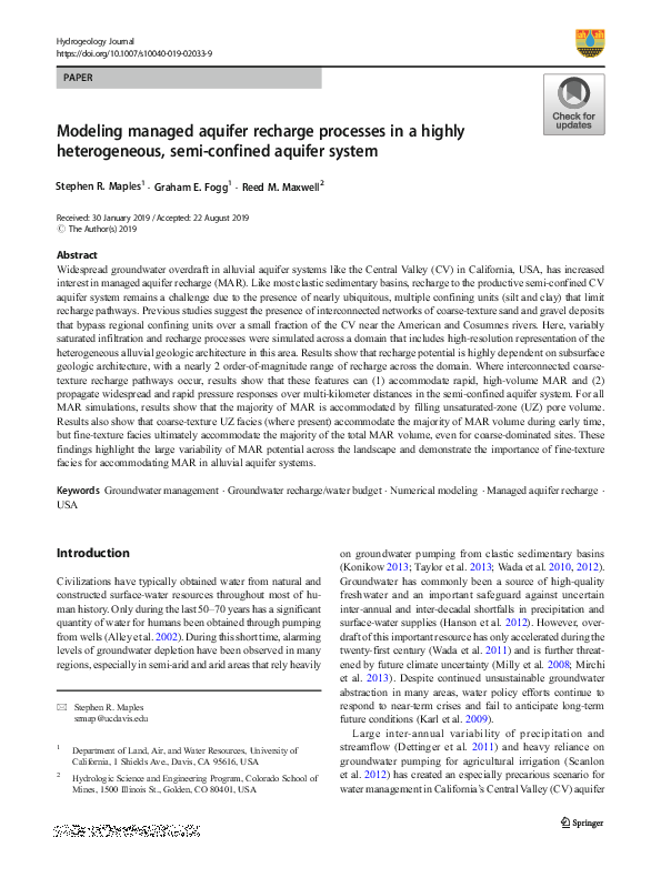 (PDF) Modeling managed aquifer recharge processes in a highly ...