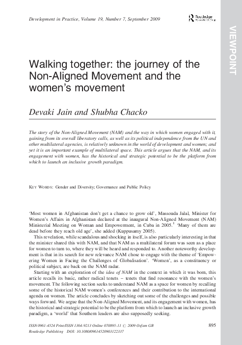 (PDF) Walking together: the journey of the Non-Aligned Movement and the ...