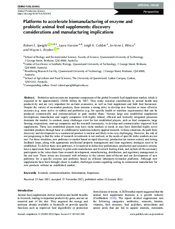 (PDF) Platforms to accelerate biomanufacturing of enzyme and probiotic ...