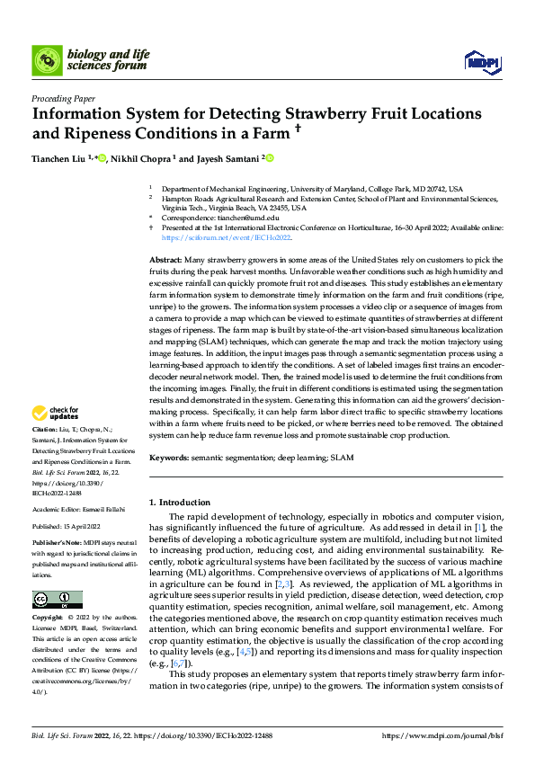 (PDF) Information System for Detecting Strawberry Fruit Locations and Ripeness Conditions in a Farm